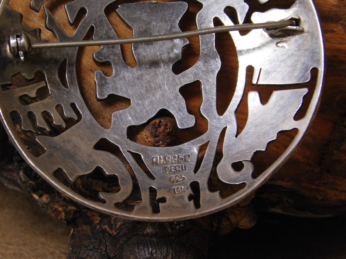 Vintage Sterling Silver and 18K Gold Aztec Pin/pendant | Etsy