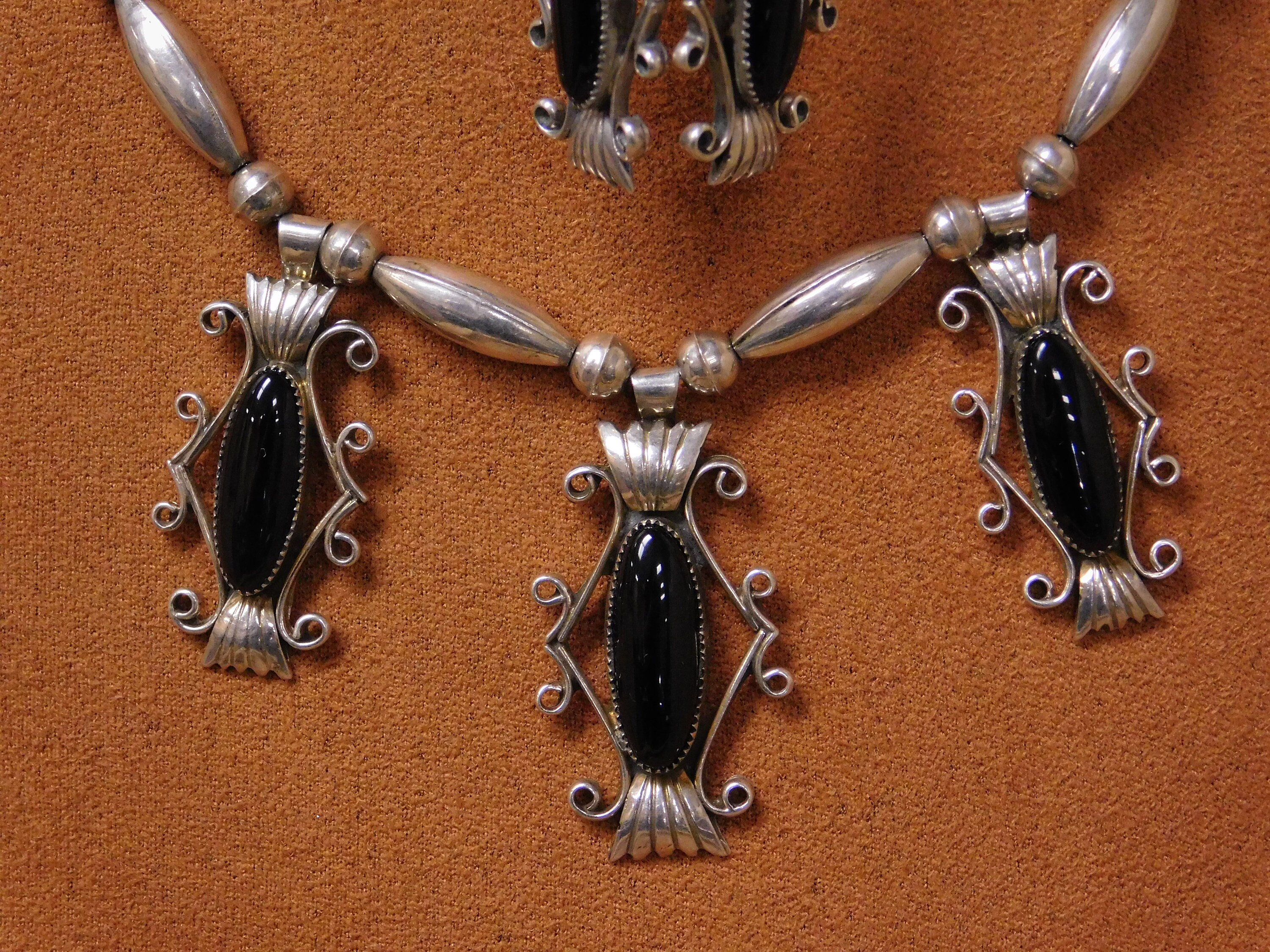 Vintage Sterling Silver Onyx Jewelry Set | Etsy