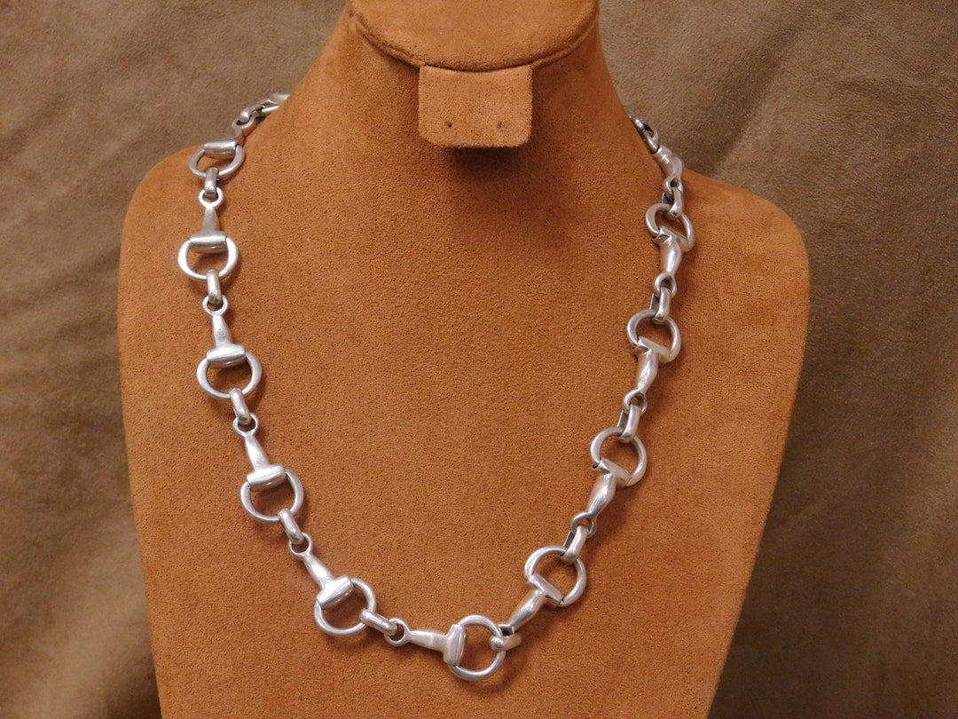Vintage Sterling Silver Horse Bit Style Linked Necklace - Etsy