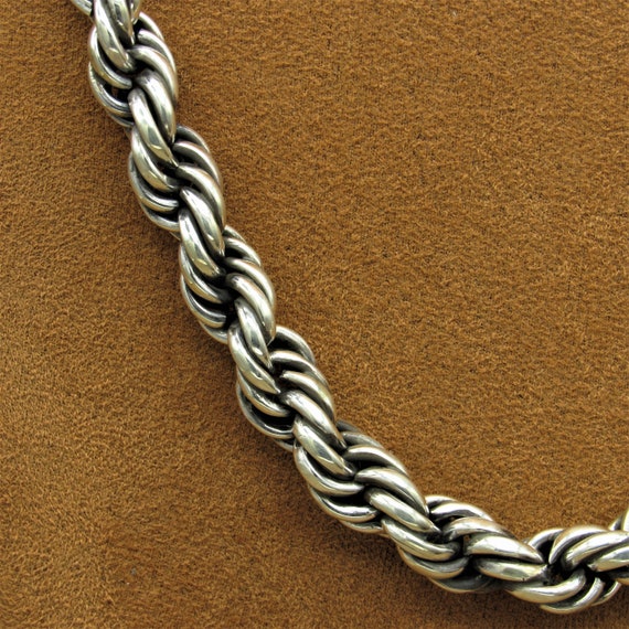 Bold Vintage Sterling Silver Twisted Rope Chain - Gem
