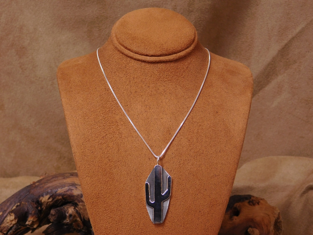 Sterling Silver Saguaro Cactus Pendant and Chain Necklace - Etsy