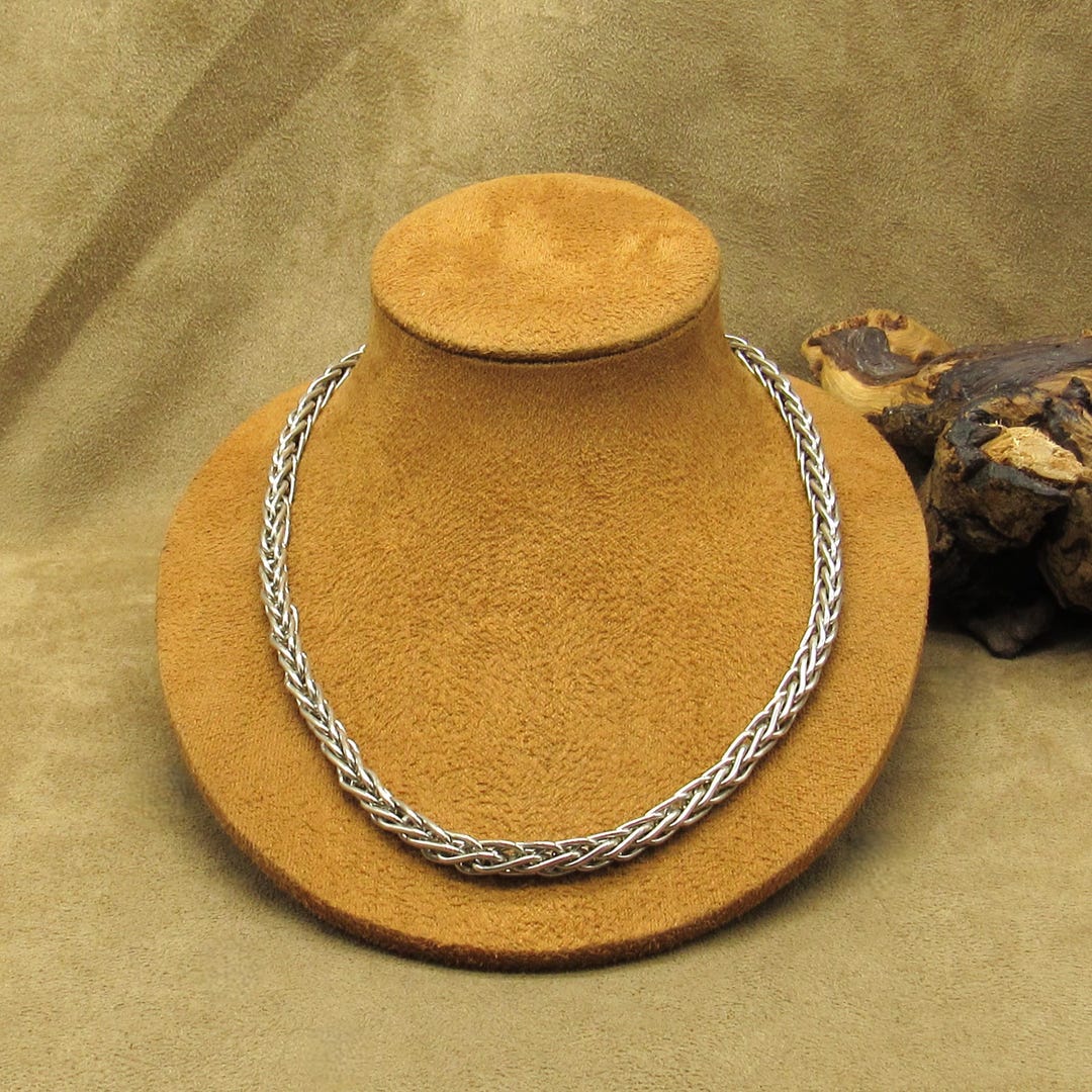 Sterling Silver Round Spiga Chain Necklace With Toggle Clasp - Etsy