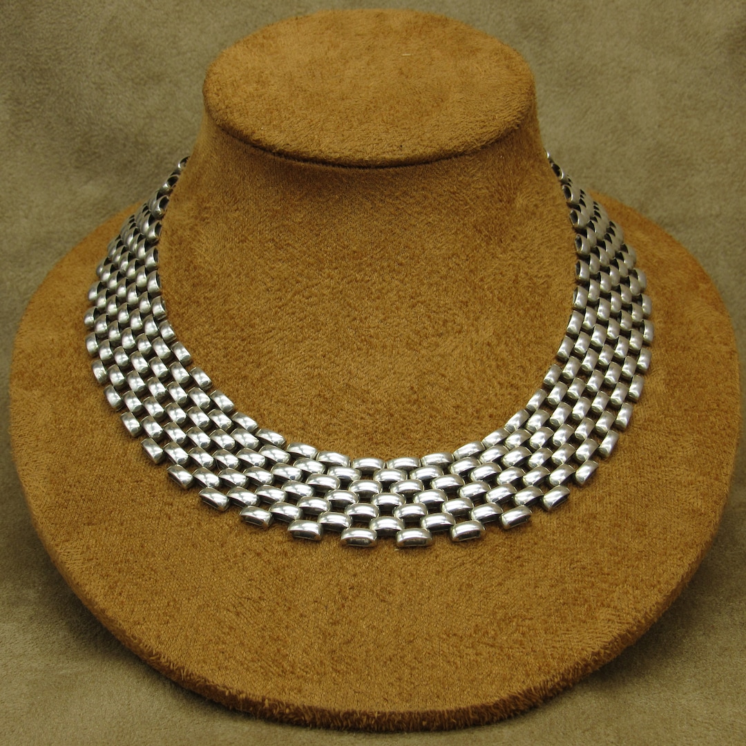 Vintage Sterling Silver Mesh Chain Necklace - Etsy