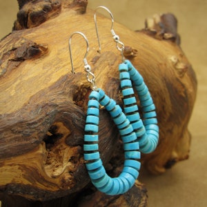 Graduated Turquoise Heshi Loop Wire Dangle Earrings - Etsy
