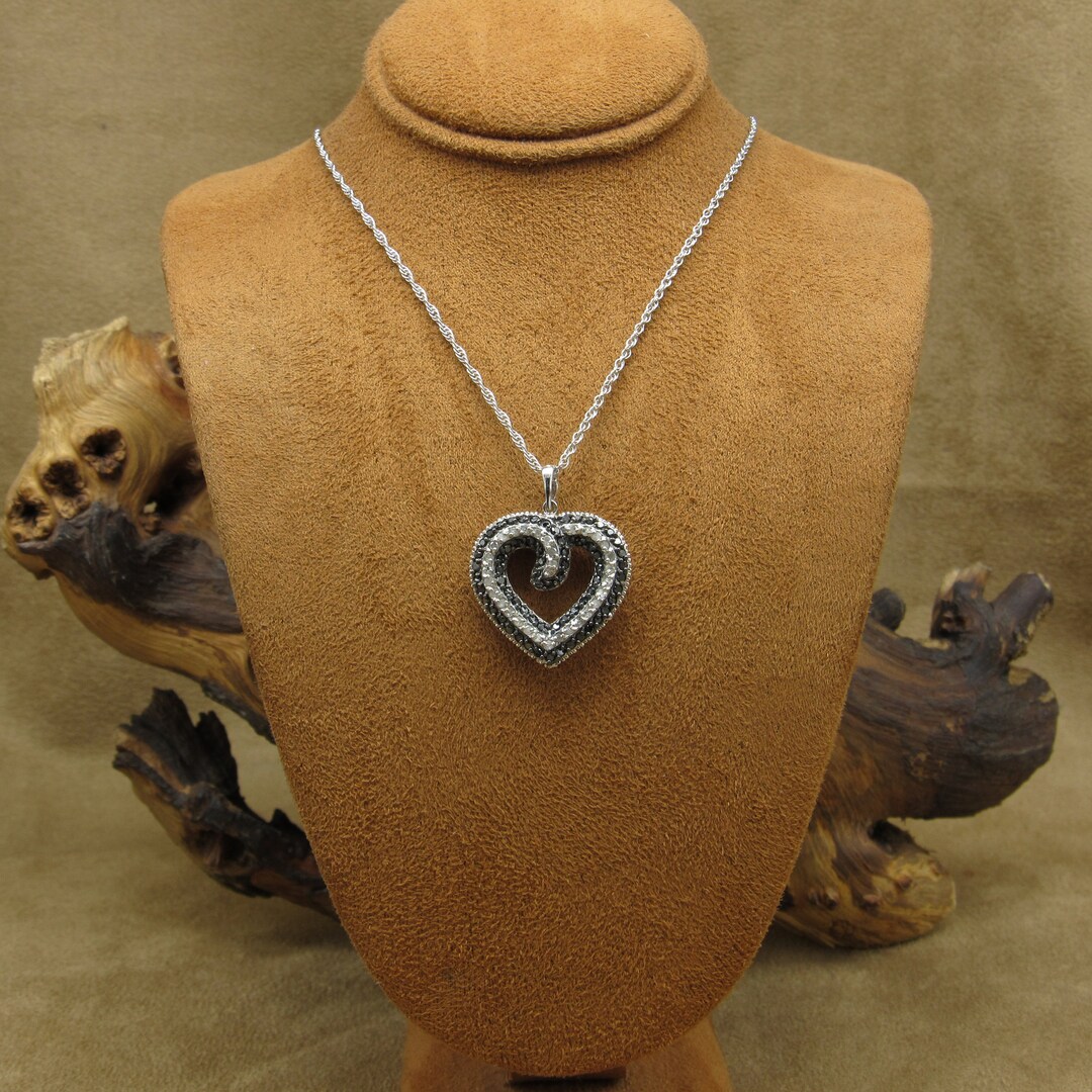 Sterling Silver Reversible Heart Pendant Necklace - Etsy