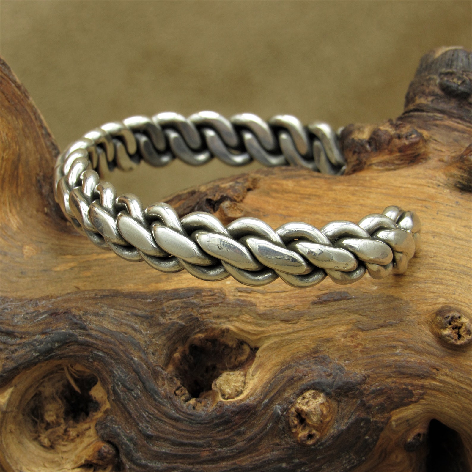 Sterling Silver Braided Wire Cuff Bracelet - Etsy
