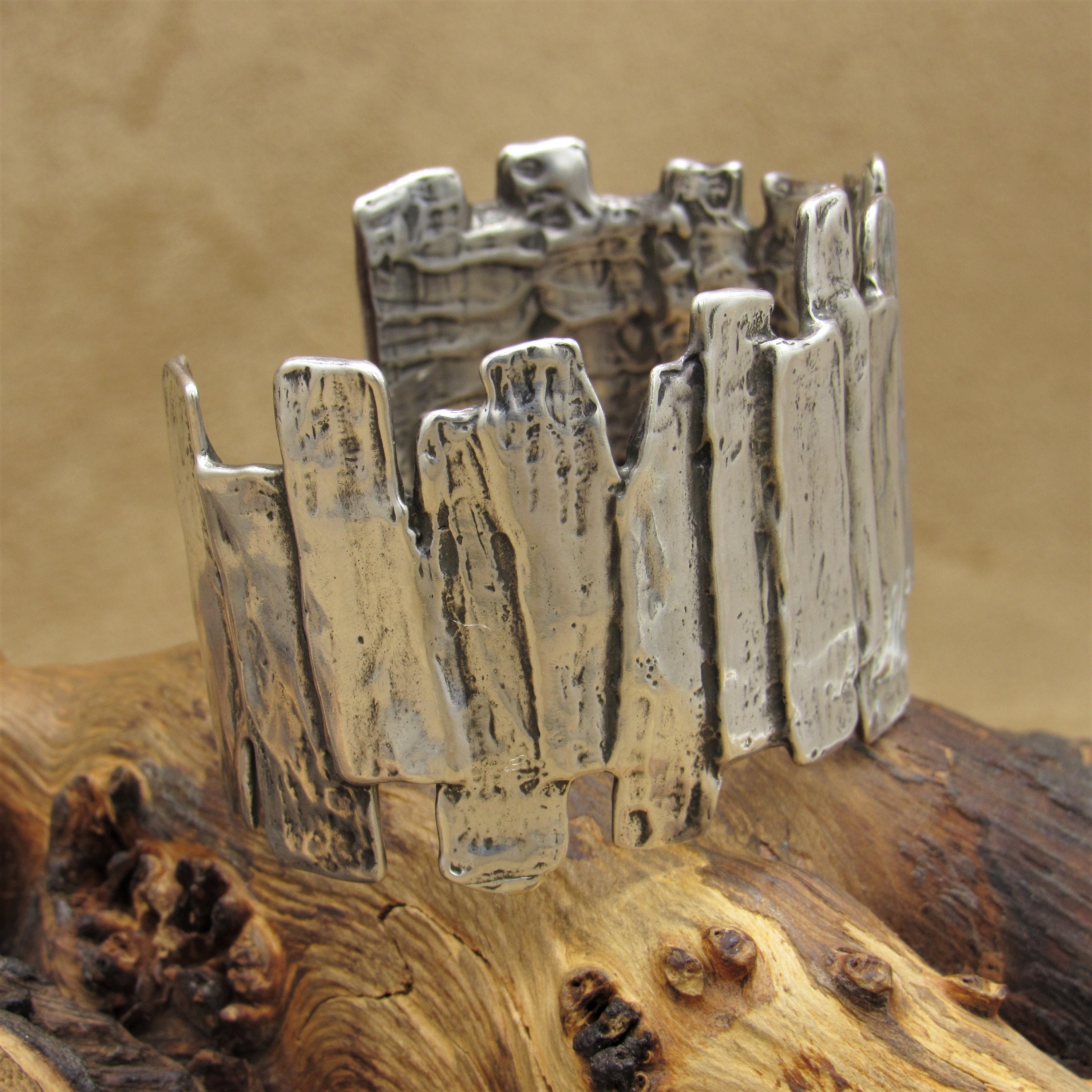 Jagged Fence Row Look Sterling Silver Bracelet - Etsy