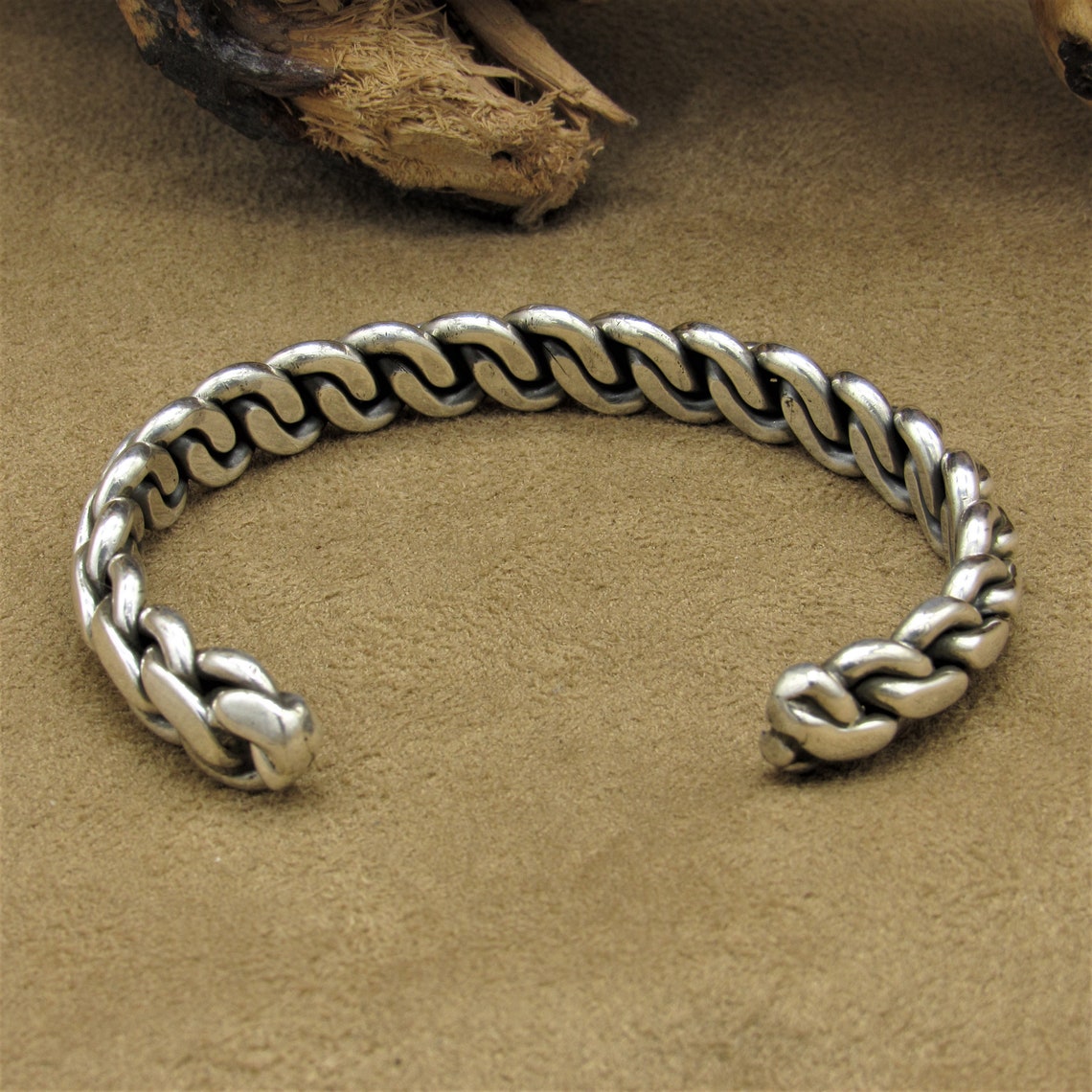 Sterling Silver Braided Wire Cuff Bracelet - Etsy