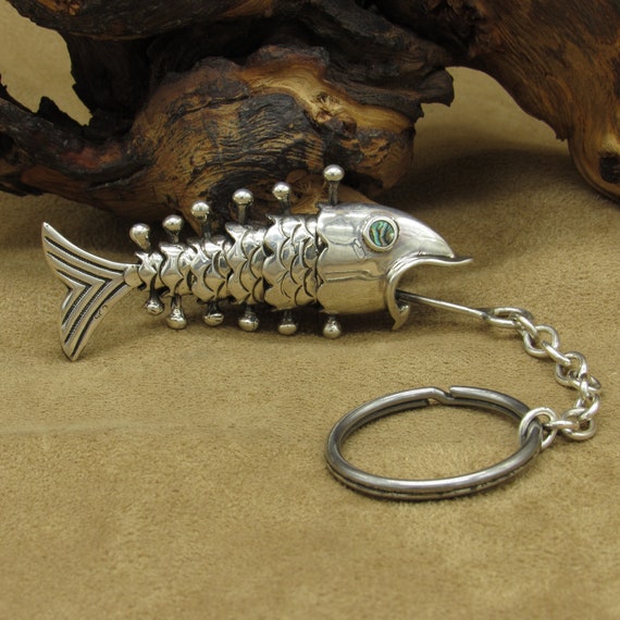 sterling silver fish key - Gem