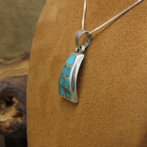 Sterling Silver and Turquoise Inlay Pendant Necklace - Etsy