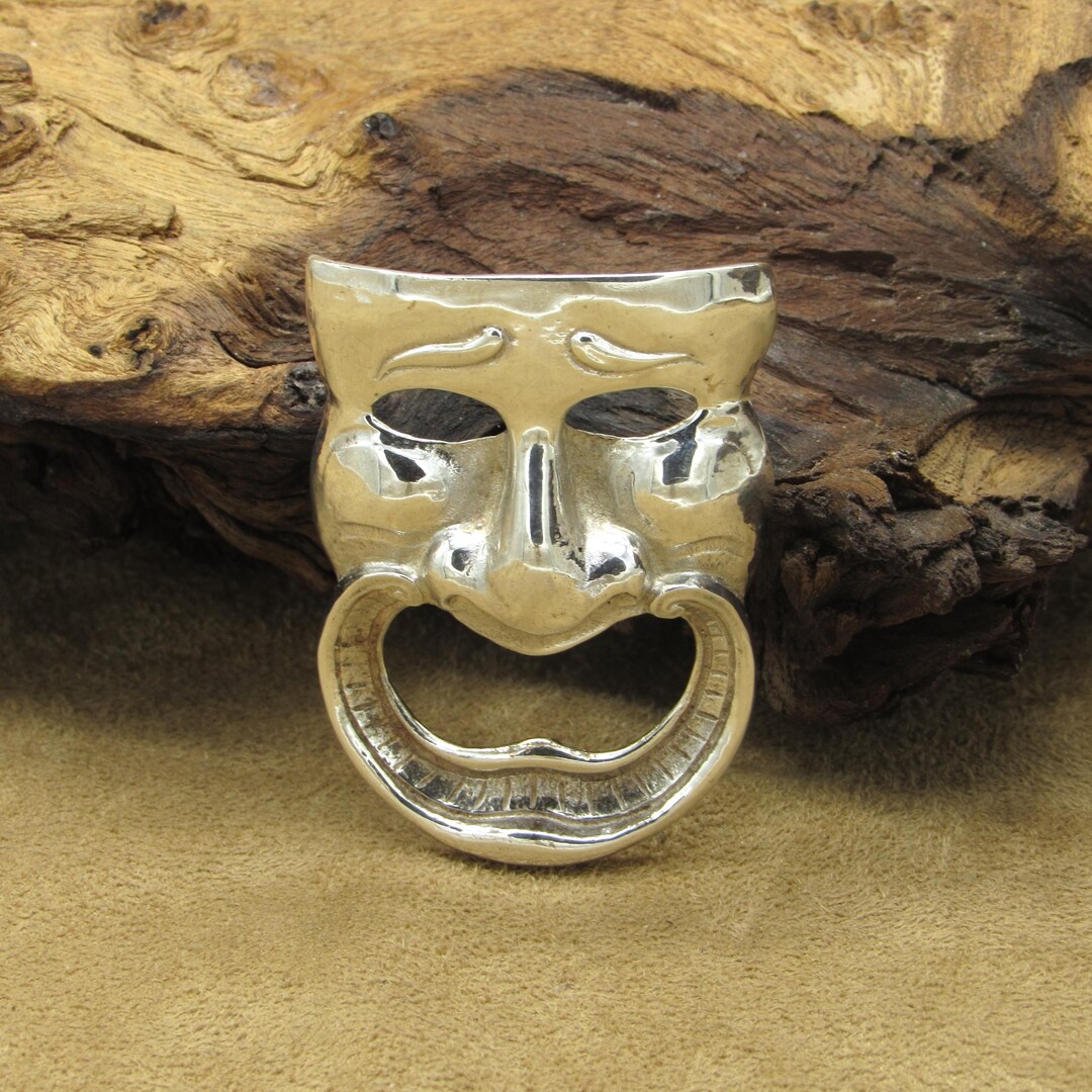 Sterling Silver Tragedy Theater Mask Pin - Etsy