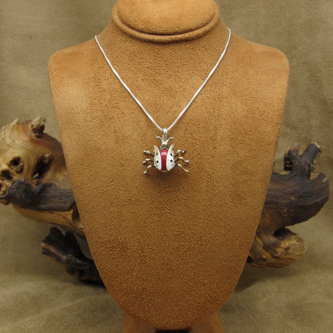 Vintage Sterling Silver Ladybug Necklace - Etsy