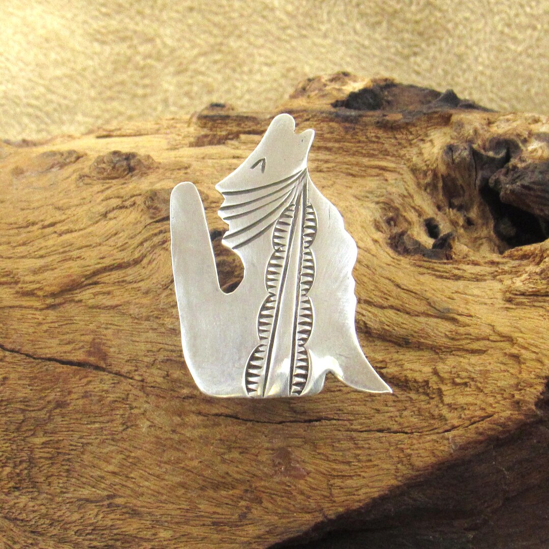 Vintage Sterling Silver Coyote Pin - Etsy