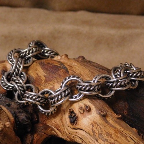 Mixed Metal Minimalist Chain Link Bracelet in Sterling Silver - Etsy