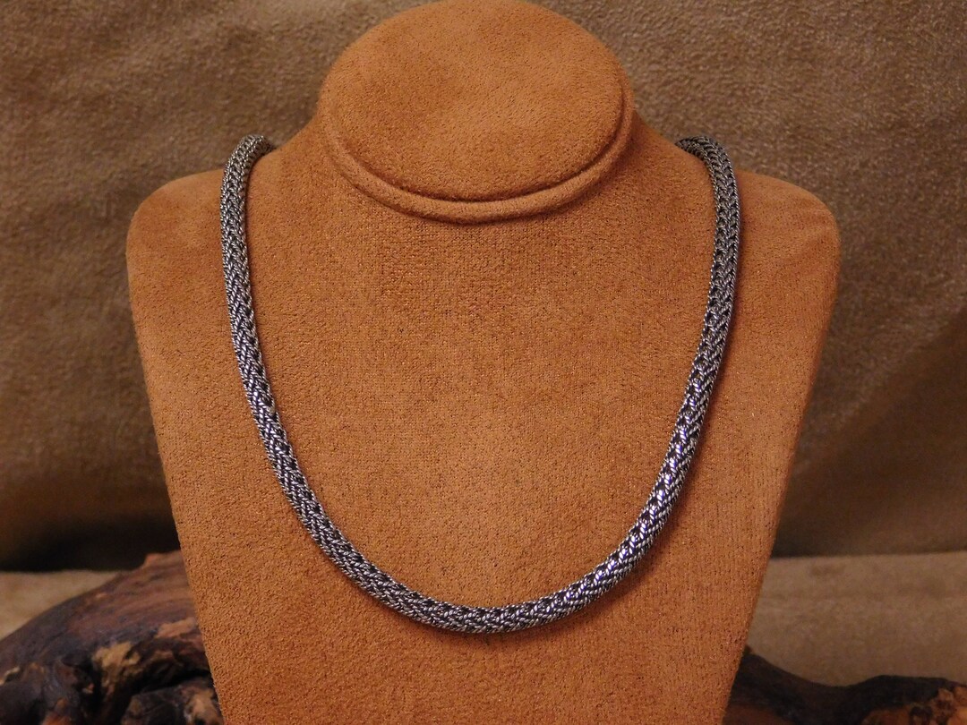 Vintage Sterling Silver Braided Chain Necklace - Etsy