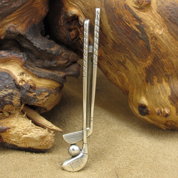Danecraft Sterling Silver Golf Ball and Clubs Pin - Gem