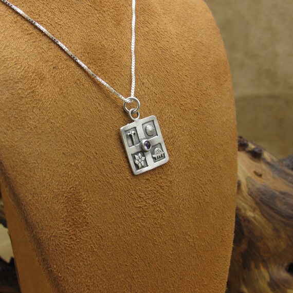 Sterling Silver and Amethyst Studio 45 Pendant and Ch… - Gem