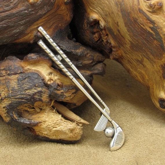 Danecraft Sterling Silver Golf Ball and Clubs Pin - Gem
