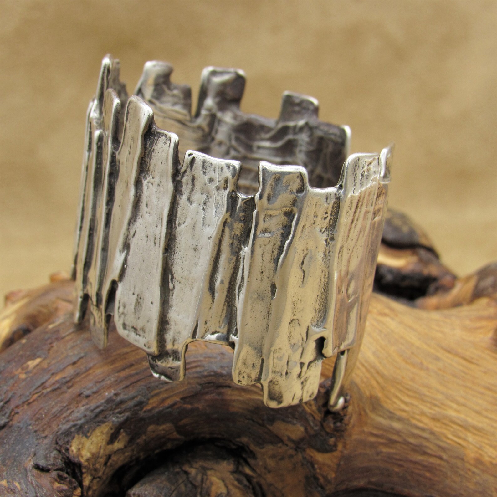 Jagged Fence Row Look Sterling Silver Bracelet - Etsy