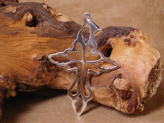 Mexican Sterling Silver Cross Pendant - Gem