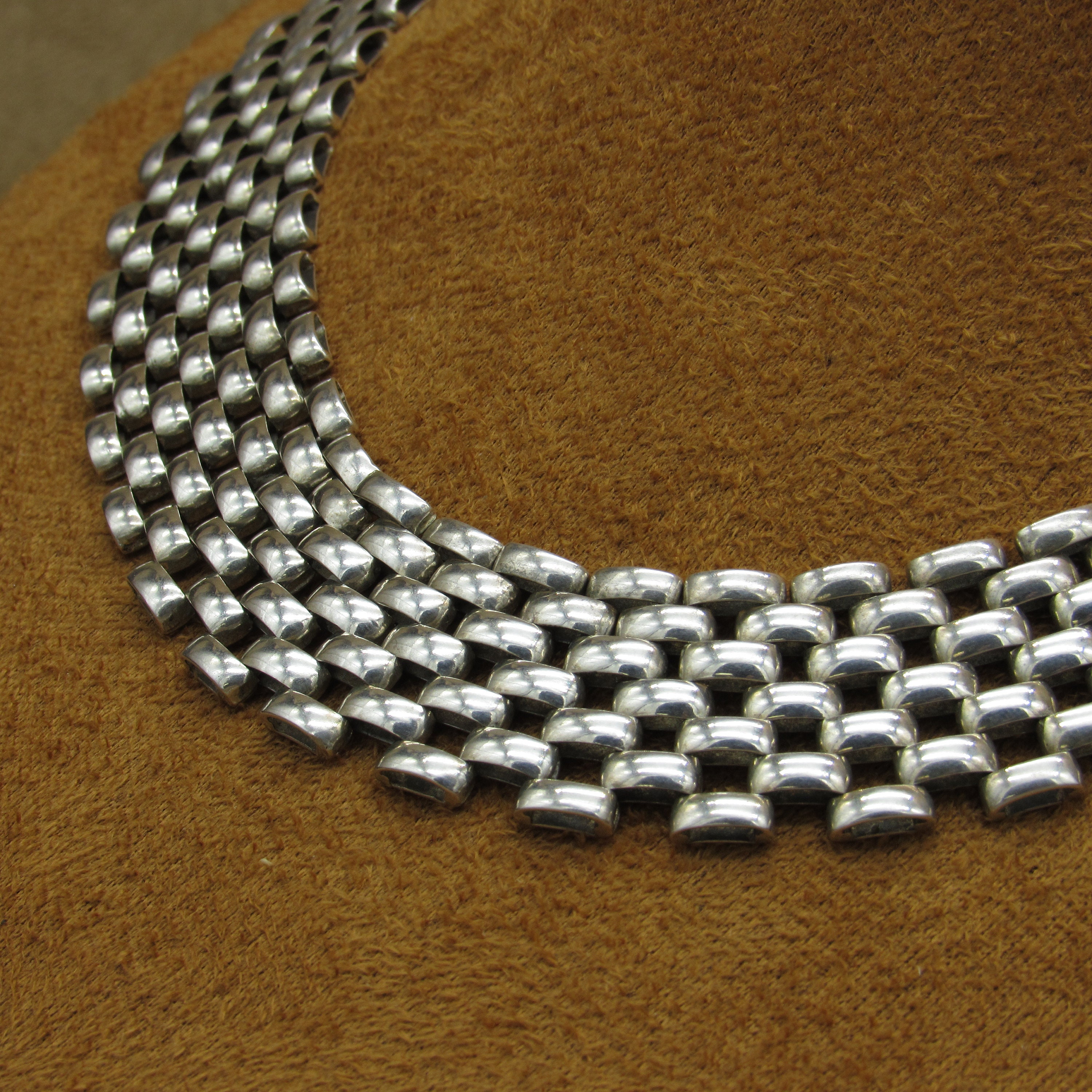 Vintage Sterling Silver Mesh Chain Necklace | Etsy