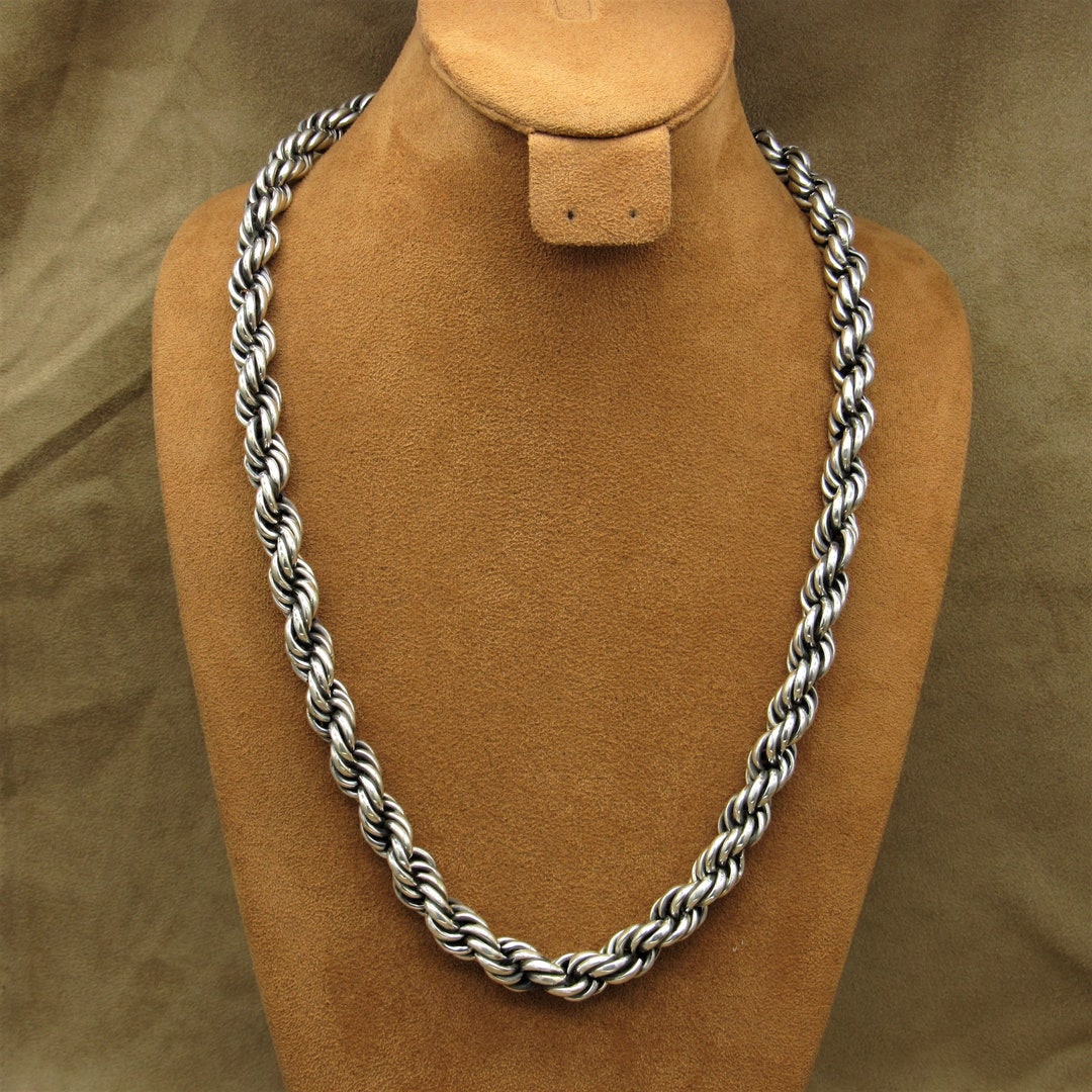 Bold Vintage Sterling Silver Twisted Rope Chain - Etsy