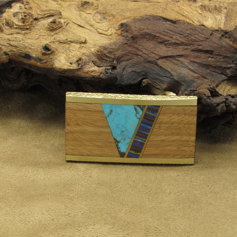 Brass and Wood Inlay Belt Buckle - Etsy
