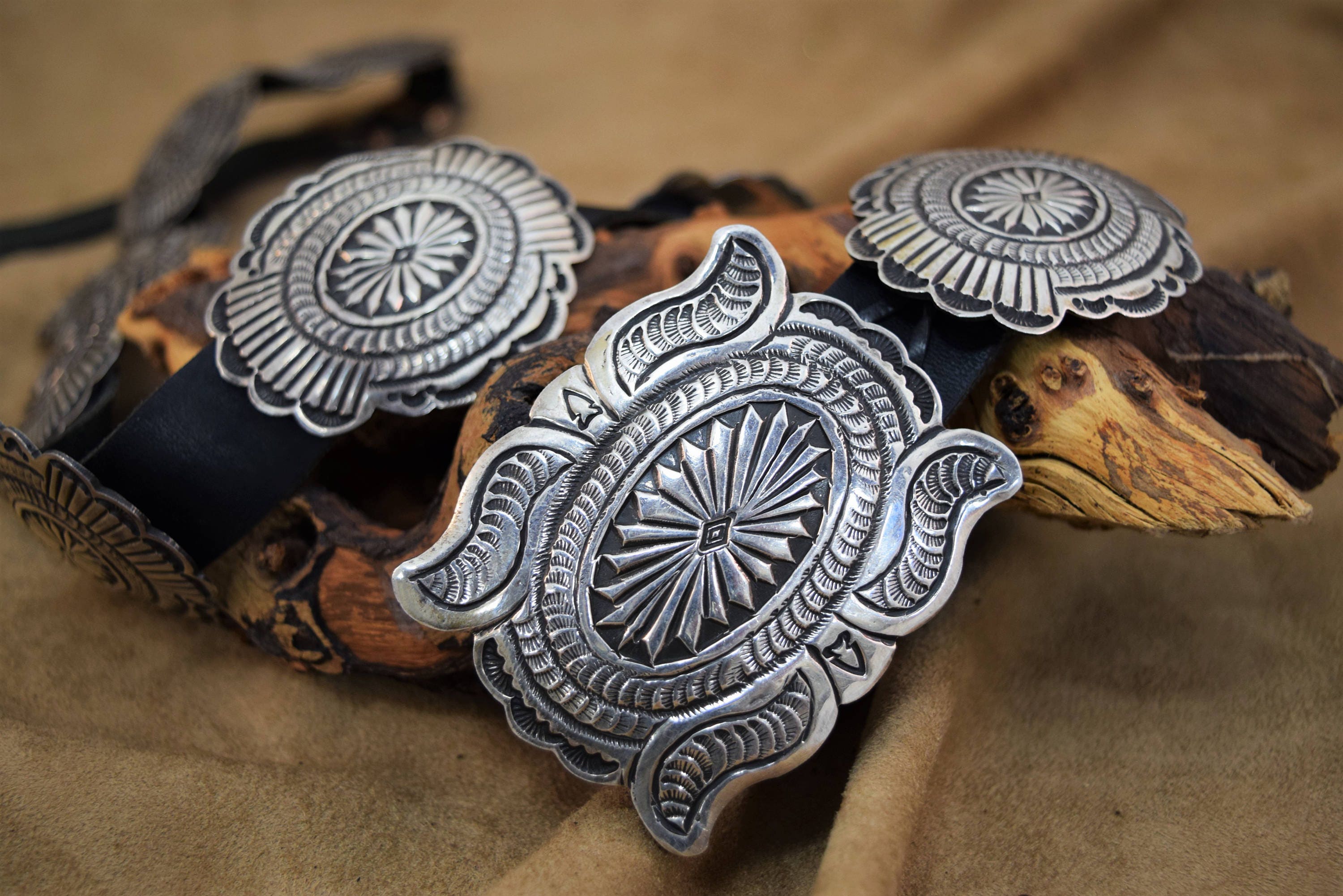 Navajo Sterling Silver Concho Leather Belt | Etsy