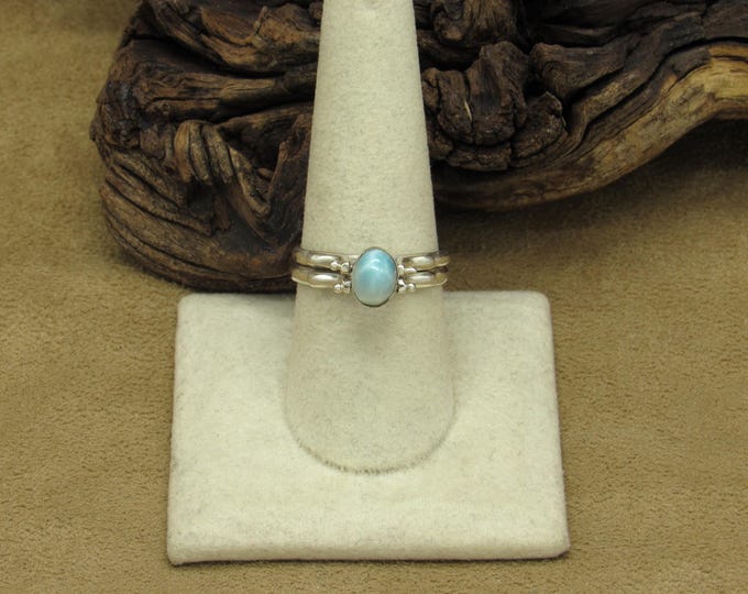 Sterling Silver Reversible Larimar and Amber Ring Size 8.75 - Etsy