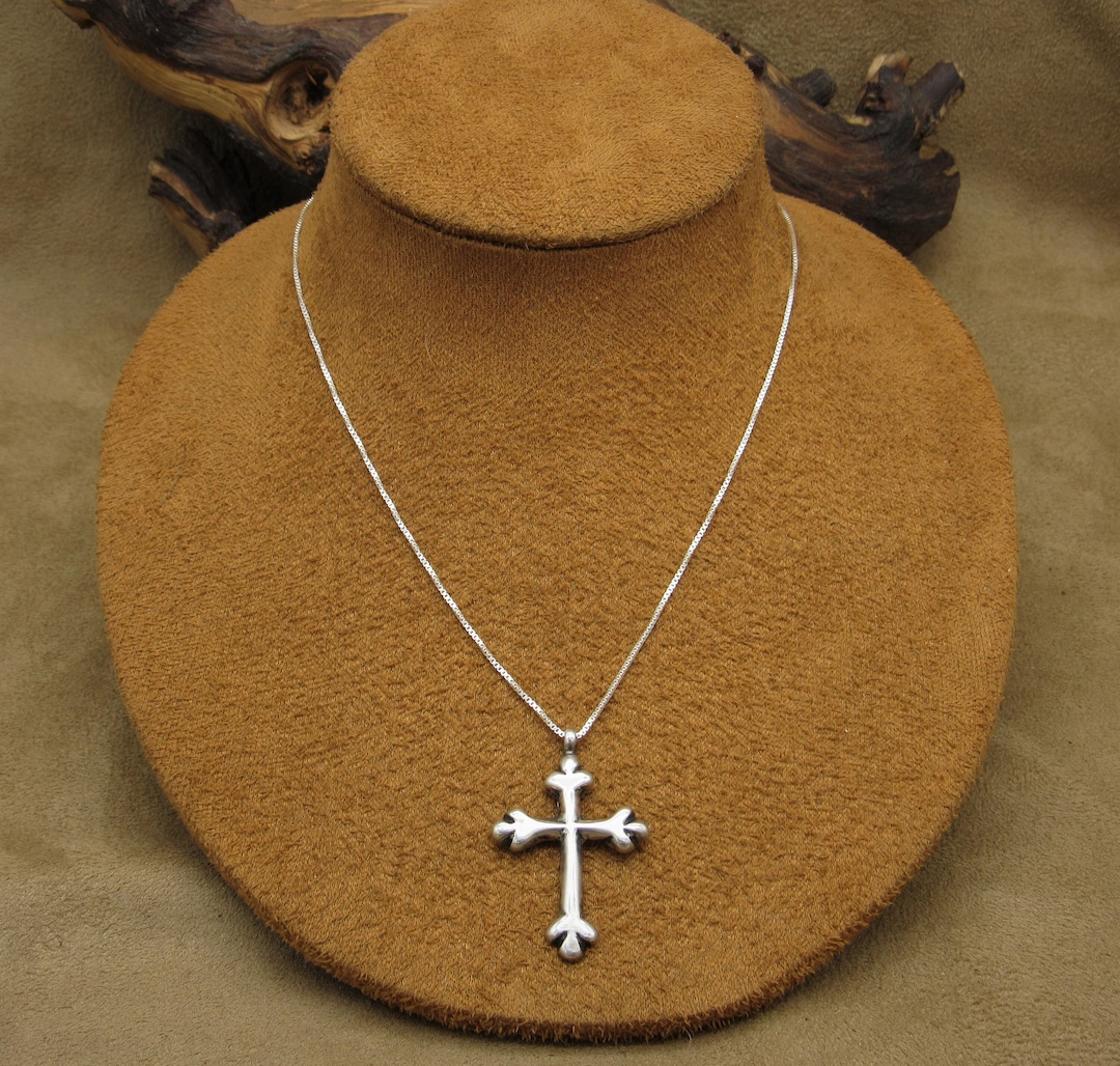 Sterling Silver Cross and Chain Necklace - Etsy