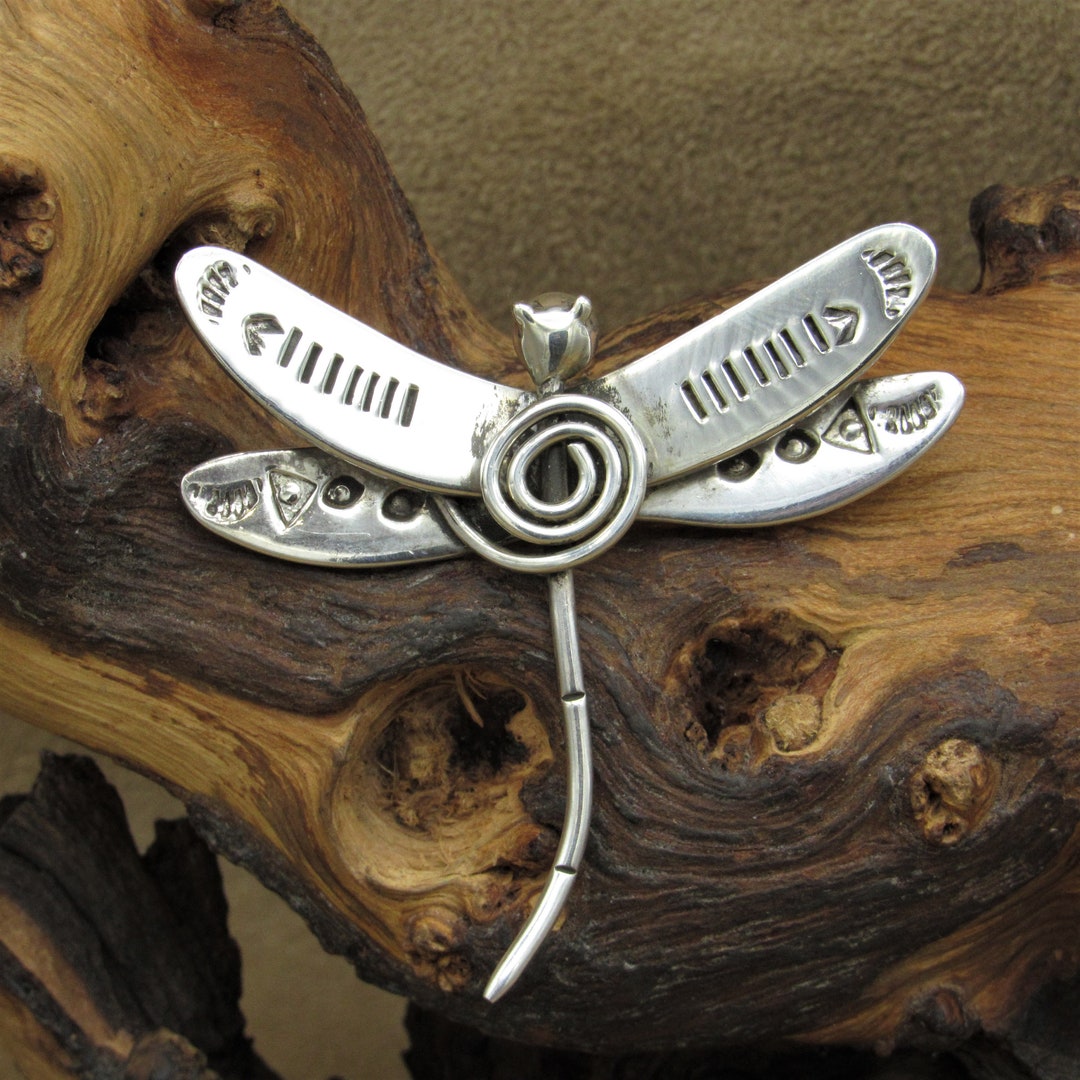 Handmade Sterling Silver Dragonfly Pin - Etsy