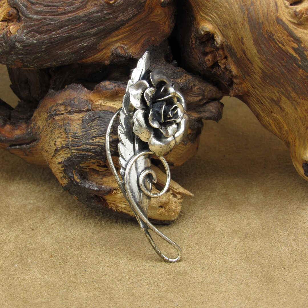 Jewel Art Sterling Silver Flower Pin - Etsy