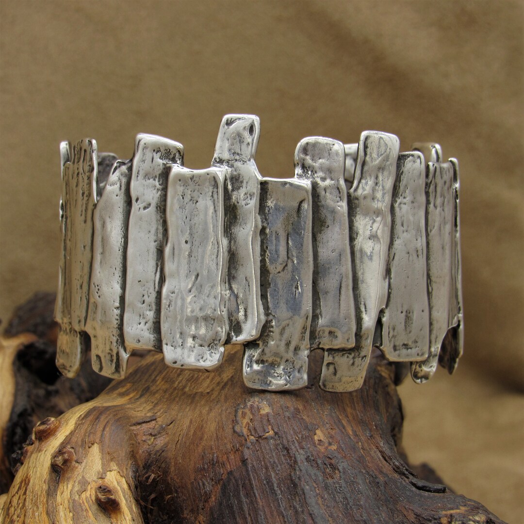 Jagged Fence Row Look Sterling Silver Bracelet - Etsy