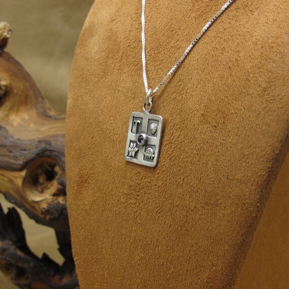 Sterling Silver and Amethyst Studio 45 Pendant and Ch… - Gem