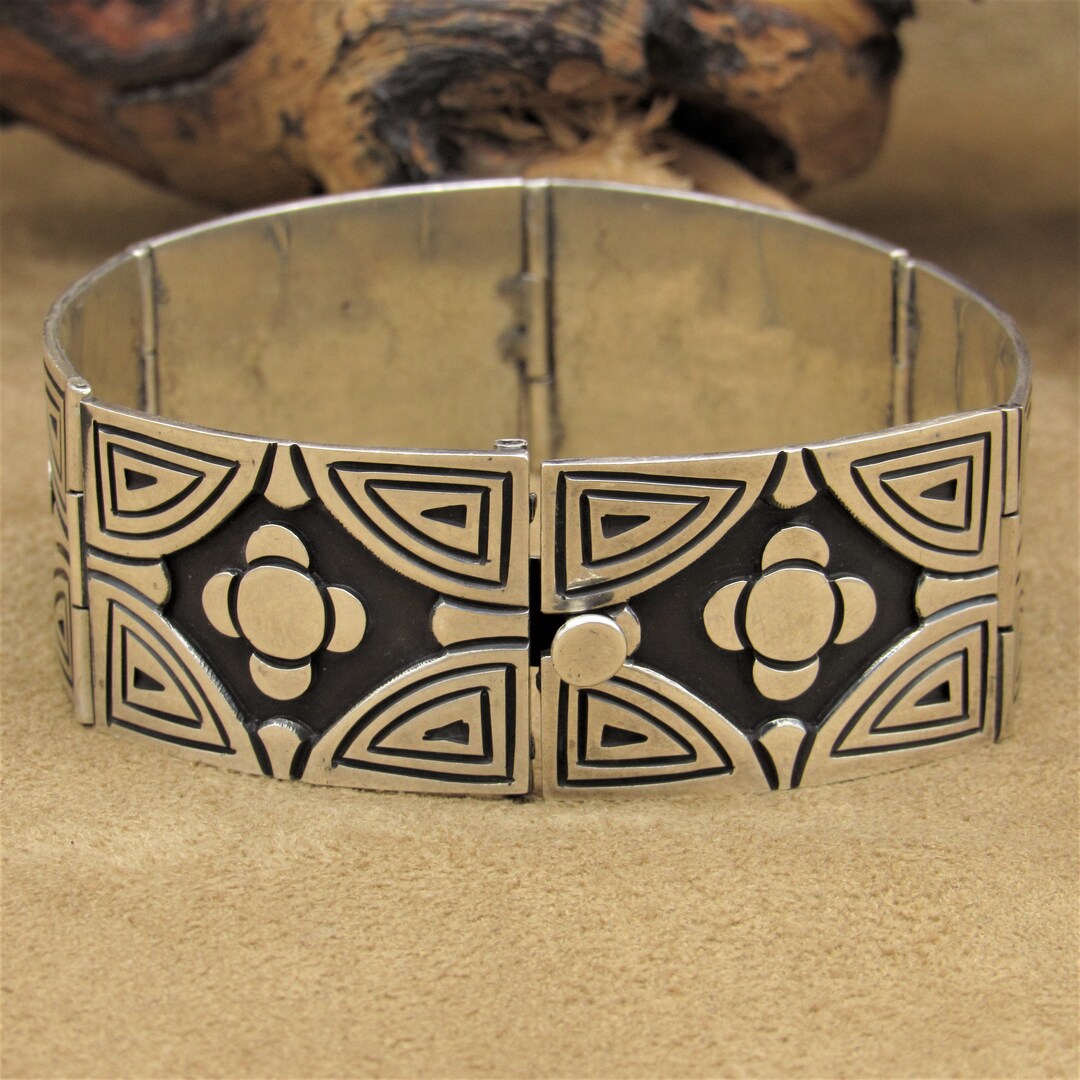 Beautiful Taxco Sterling Silver Overlay Link Bracelet - Etsy