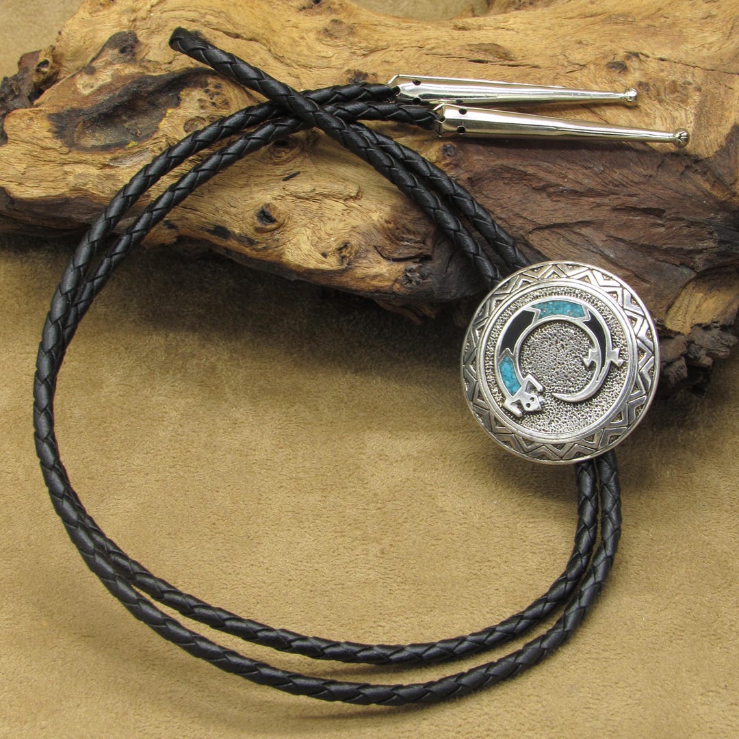Lizard Design Cast Nickel Bolo Tie With Blue and Black Inlay - Etsy