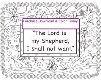 Psalm 23, the Lord is My Shepherd, Bible Verse Coloring, Scripture ...