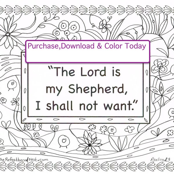 The Lord is My Shepherd Coloring Pages - Etsy