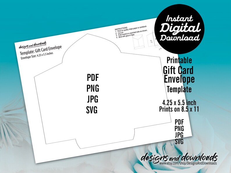 Large Printable Gift Card Envelope Template - Etsy