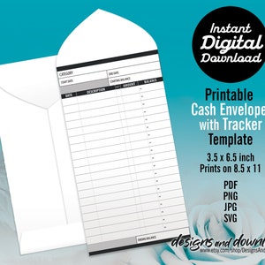 Printable Cash Envelope With Tracker Template - Etsy