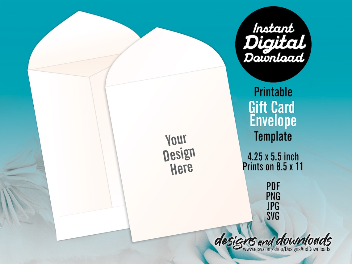 Large Printable Gift Card Envelope Template - Etsy