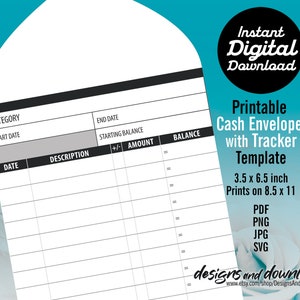 Printable Cash Envelope With Tracker Template - Etsy