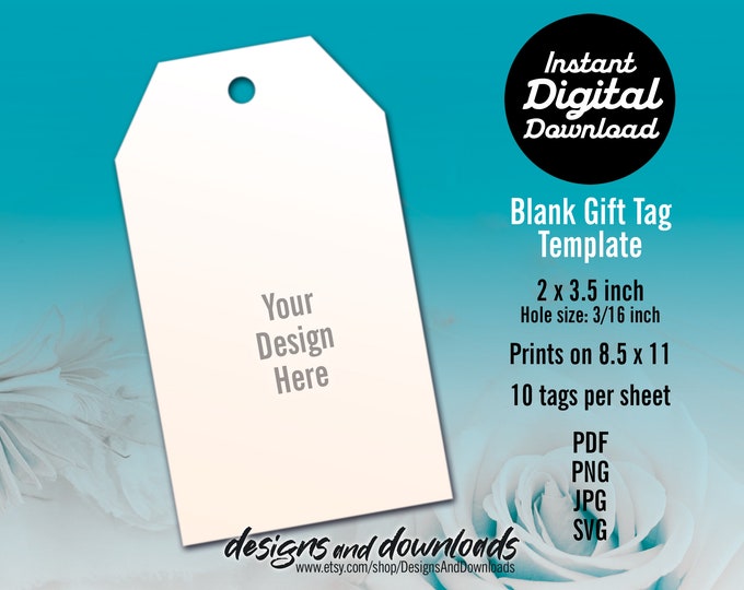 Printable Blank Gift Tag / Hang Tag Template - Etsy