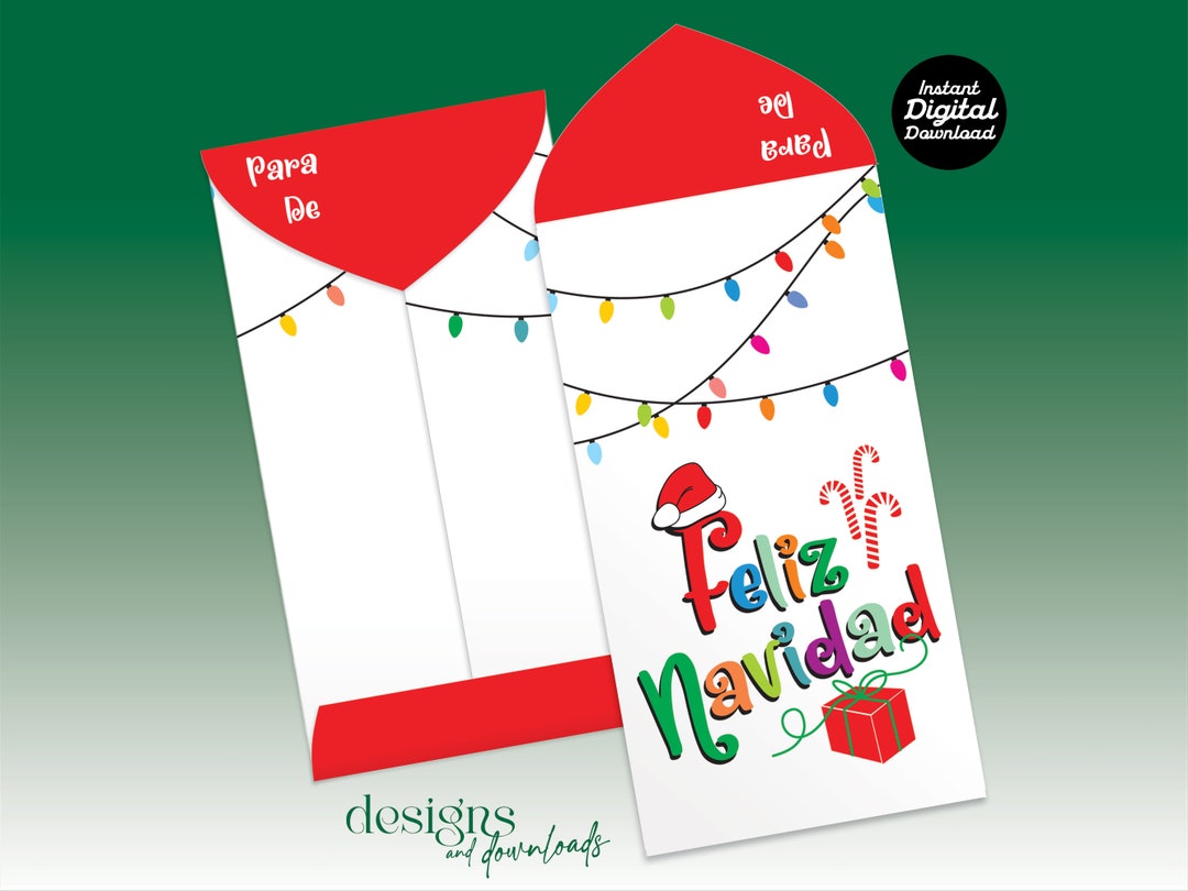 Printable Spanish Feliz Navidad Money Envelope Template - Etsy