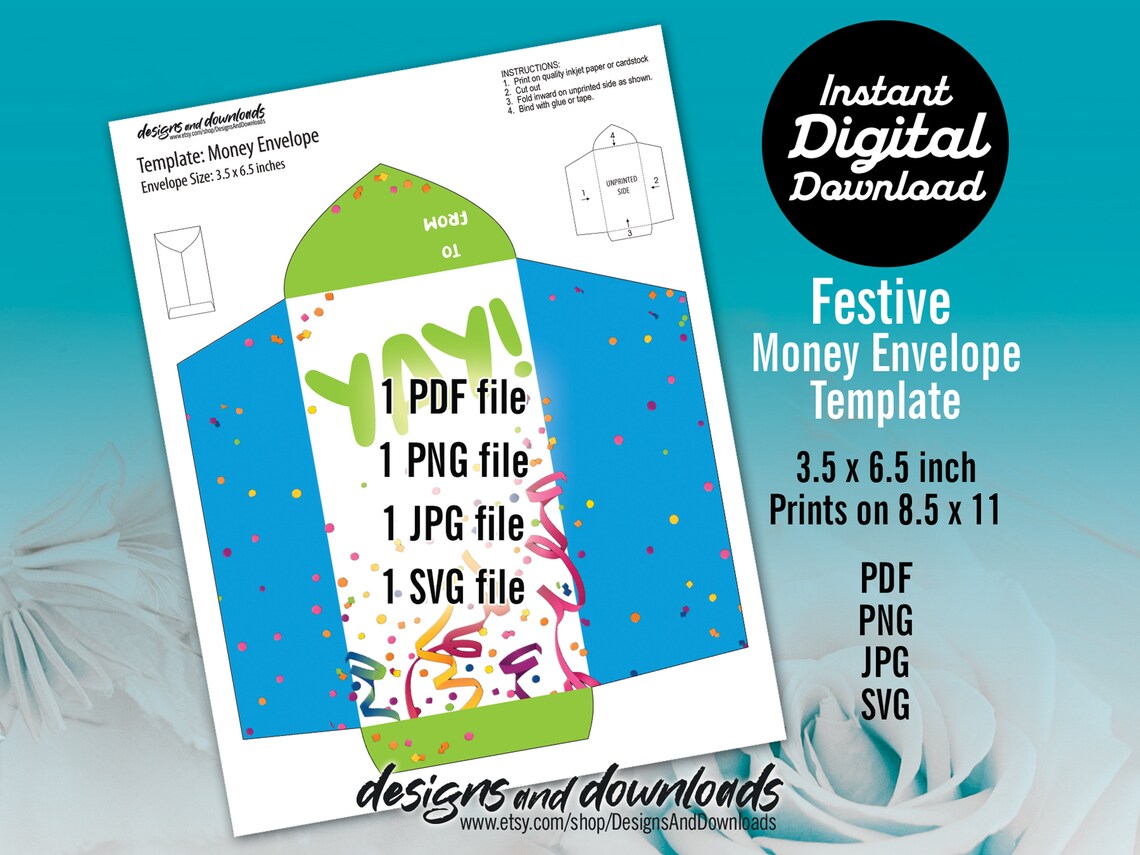 Printable Festive Money Envelope Template - Etsy