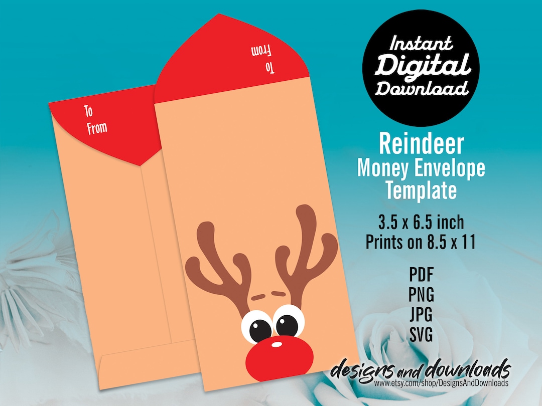 Printable Holiday Reindeer Money Envelope Template - Etsy
