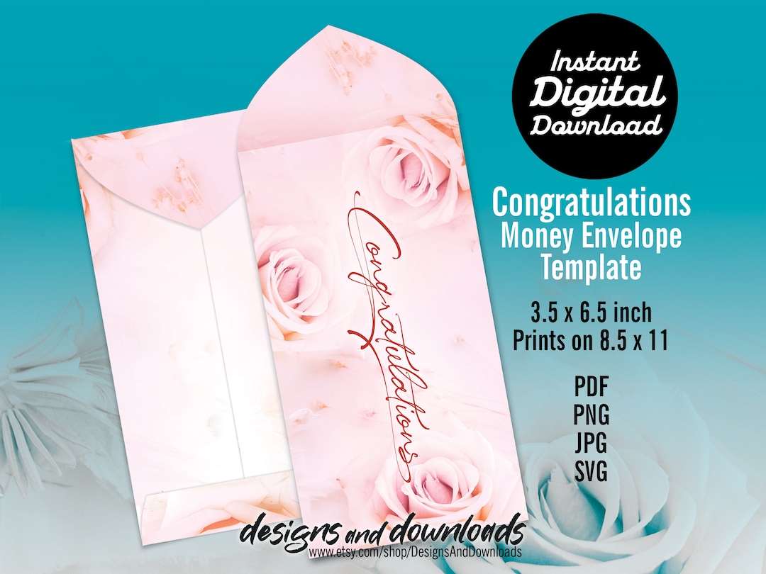 Printable Congratulations Money Envelope Template - Etsy