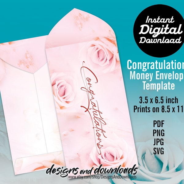 Printable Congratulations Money Envelope Template - Etsy
