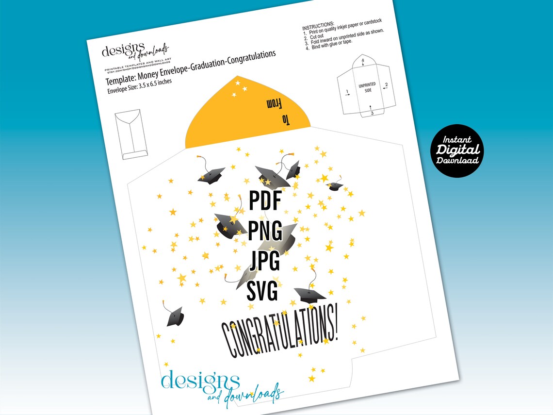 Printable Graduation Money Envelope-congratulations - Etsy
