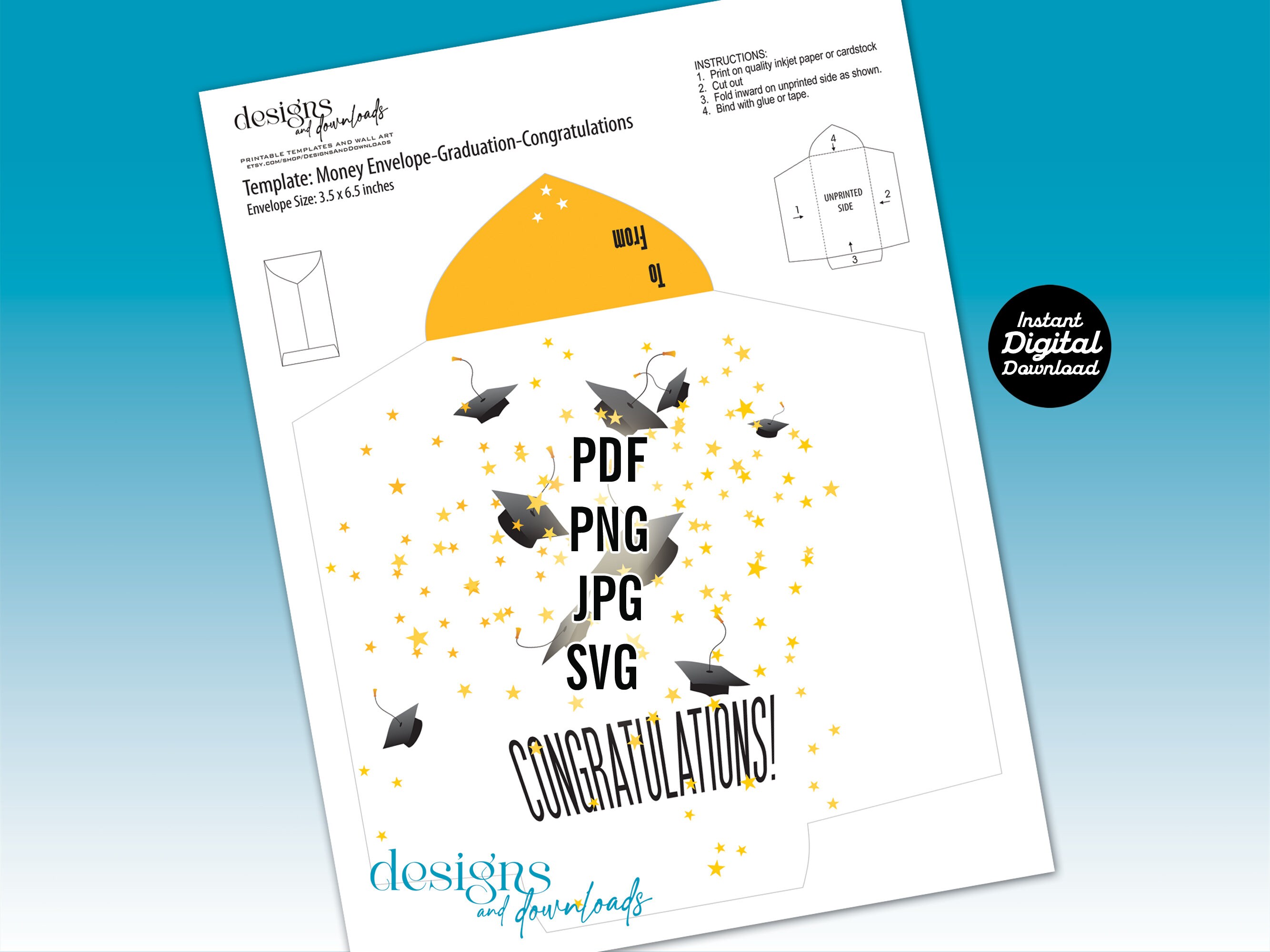 Printable Graduation Money Envelope-congratulations - Etsy